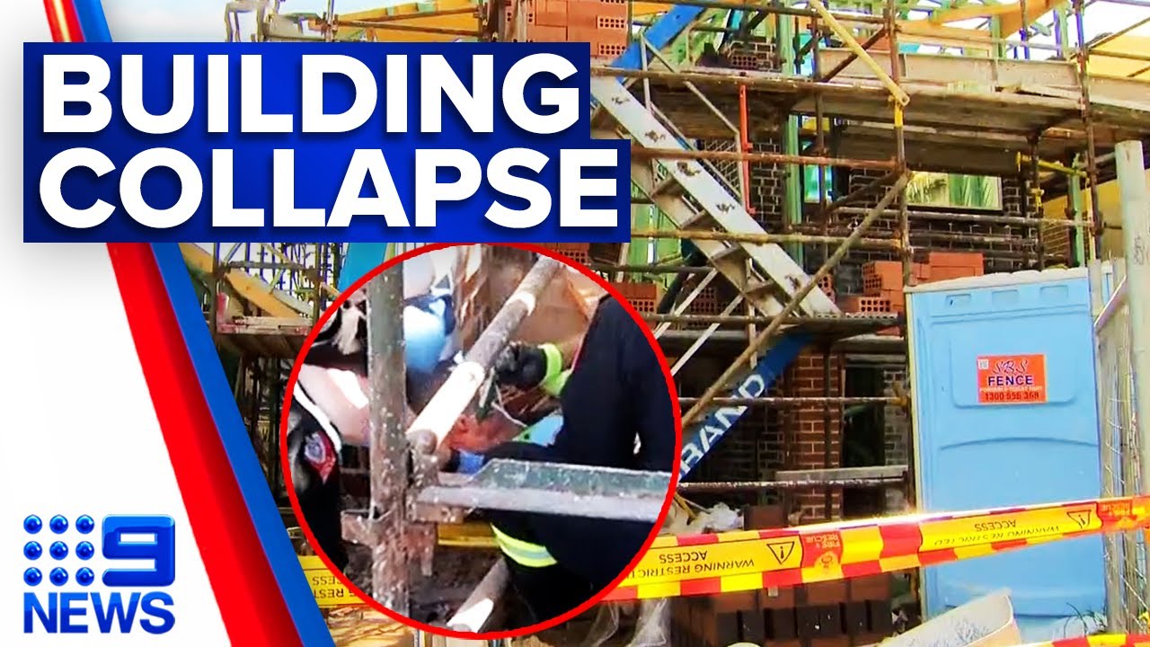 Tradies Trapped Under Rubble After Building Collapses | 9 News Australia